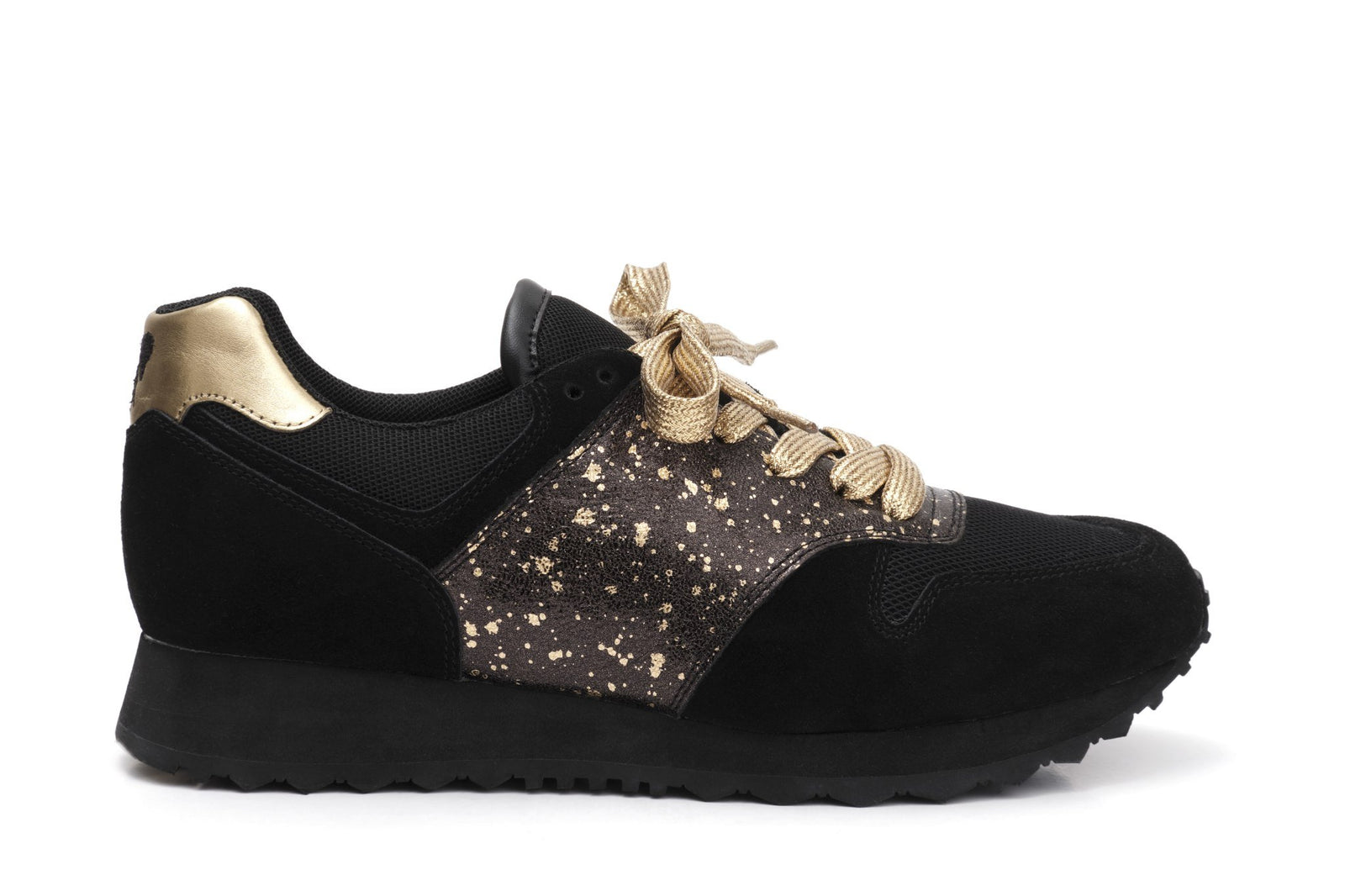 Lola Ramona | Serena Goldsplash | Black Leather Sneakers - 38 - Lola Ramona